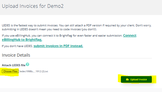 How to Submit a LEDES Invoice in Brightflag – VENDOR Support